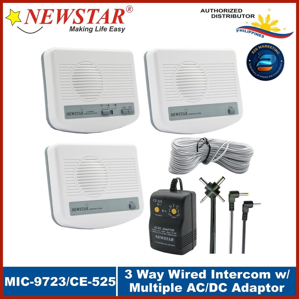 Newstar Wired Intercom MIC-972/CE-525 Series Two (2) Way to Four (4 ...