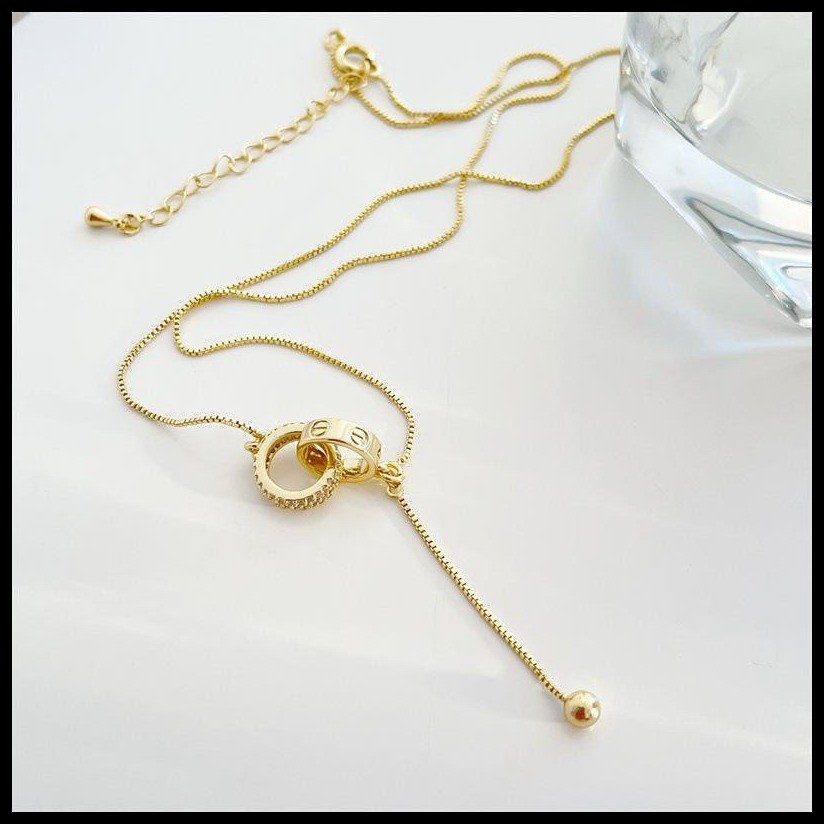 HB Jewelry PARISA Gold Plated Double Circle Pendant Chain Necklace ...