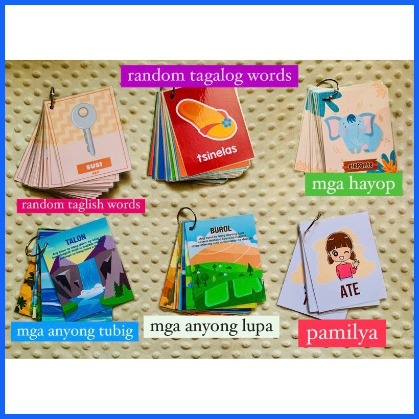 ∈ ♟ RANDOM TAGALOG ENGLISH WORDS Laminated Educational Flashcards for ...