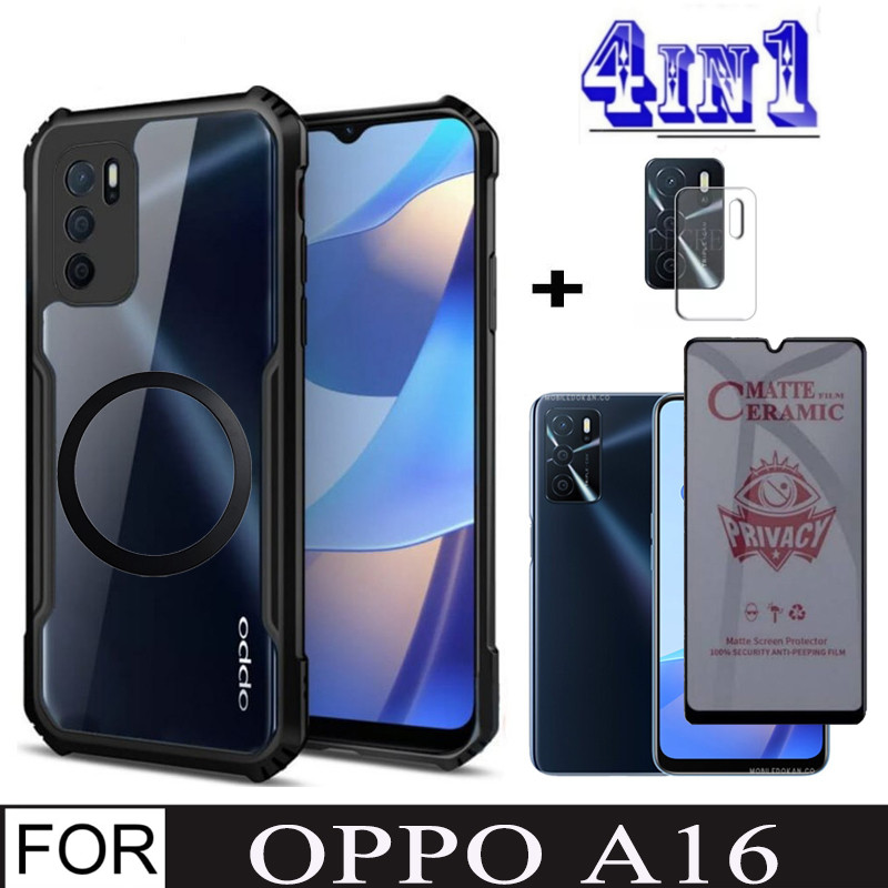 4in1 OPPO A16 Shockproof Phone Case for OPPO A18 A38 A17 Tempered Glass ...