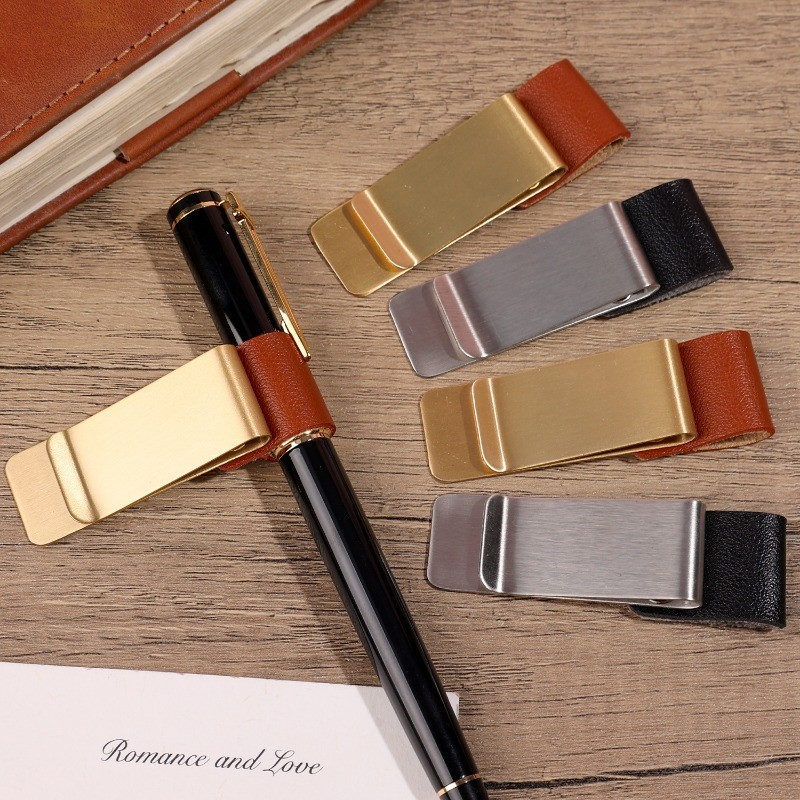 2Pcs Stainless Steel Pen Holder - Metal Pencil Clamp - Retro Student ...
