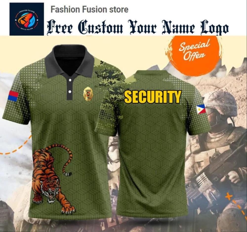 Fashion New Favorite 2025: Army Green Security Polo Shirt, Tiger Badge ...