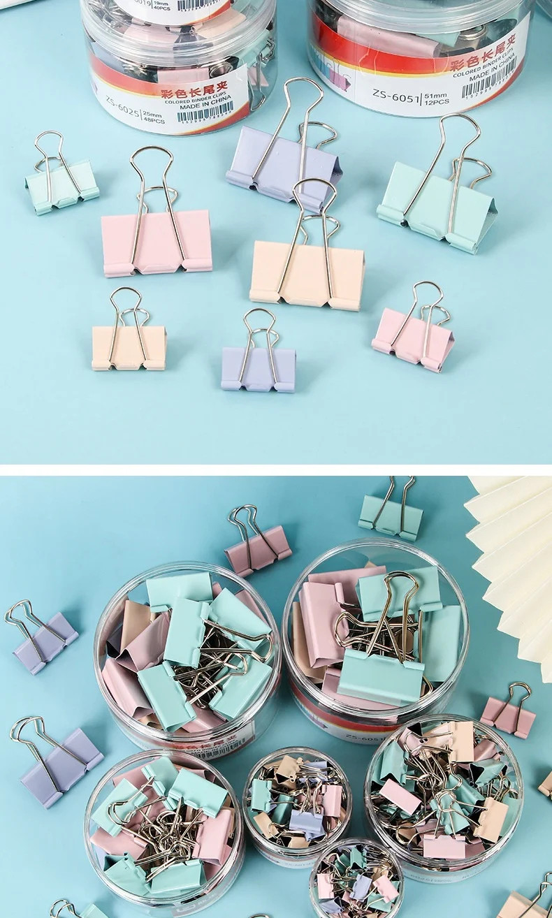 60PCS Multi-functional Color Long Tail Ticket Clip dovetail clip Binder ...