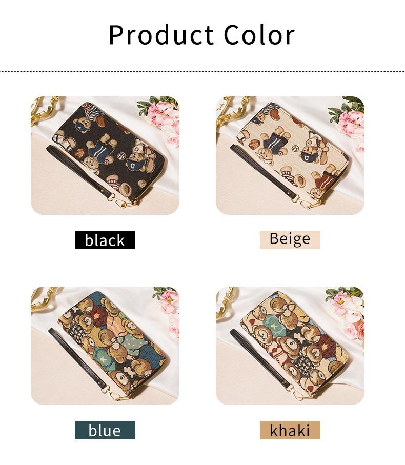 UISN #WS010 Women's Wallet Long Woven Wallet with Wristlet, Cute Bear ...