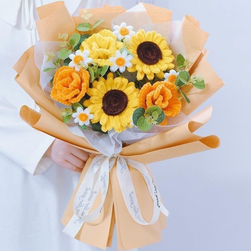 Fuzzy Wire 100Pcs/set Handmade DIY Oversized Velvet Rose & Sunflower ...