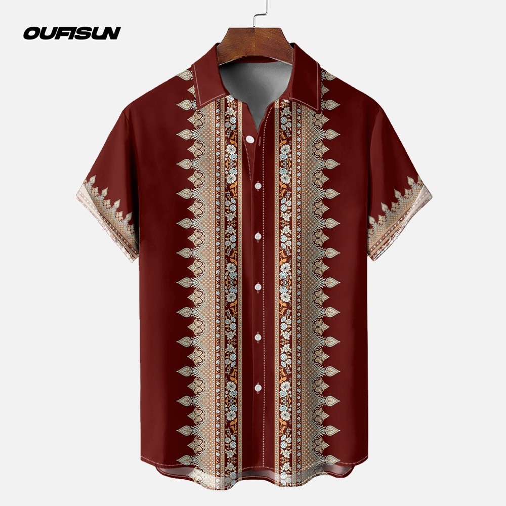 2025 Summer New Ethnic Style Chinese Stand Collar Short Sleeve Shirt ...