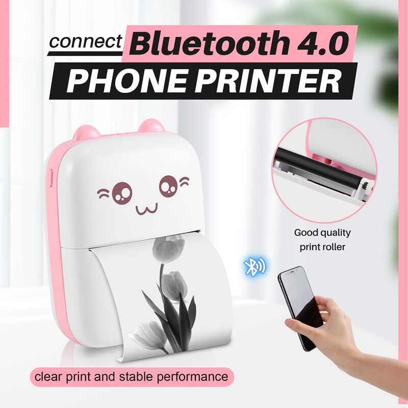 (Amet) Portable Printer Photo Pocket Photo Bluetooth V4.0 200 DPI Label ...