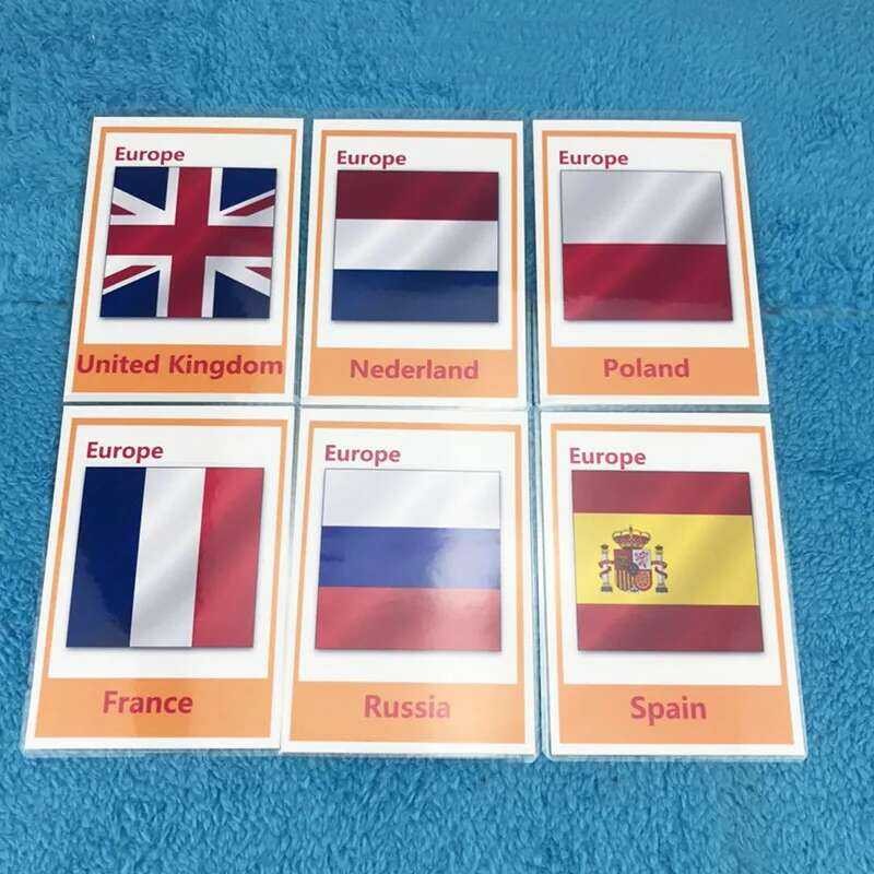 Fa 46Pcs 3 European Countries National Flag Learning English Flashcards ...