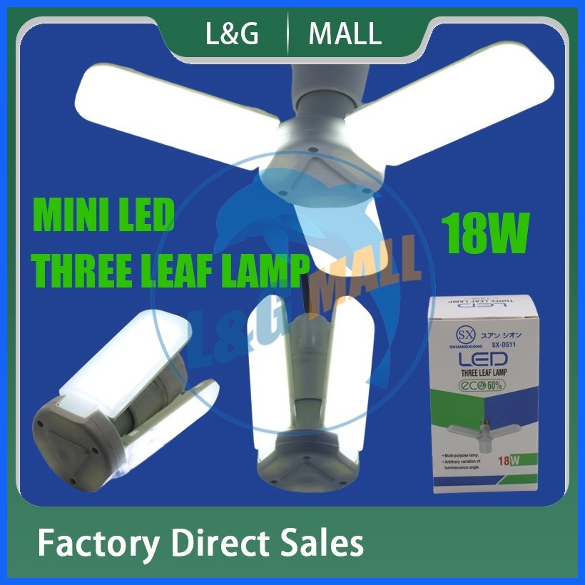 L&G COD 18W MINI Foldable Fan Blade Led Bulb Mini Three Leaf Lamp ...