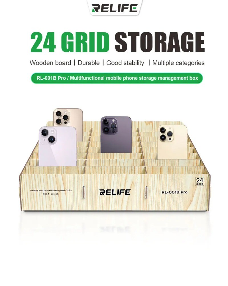 RELIFE RL-001B Pro 24 Cell Phone Management Box Woodiness Storage Box ...