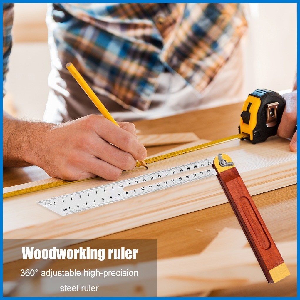 Wooden Marking Angle Ruler Metric Double-sided Scale Accurate ...