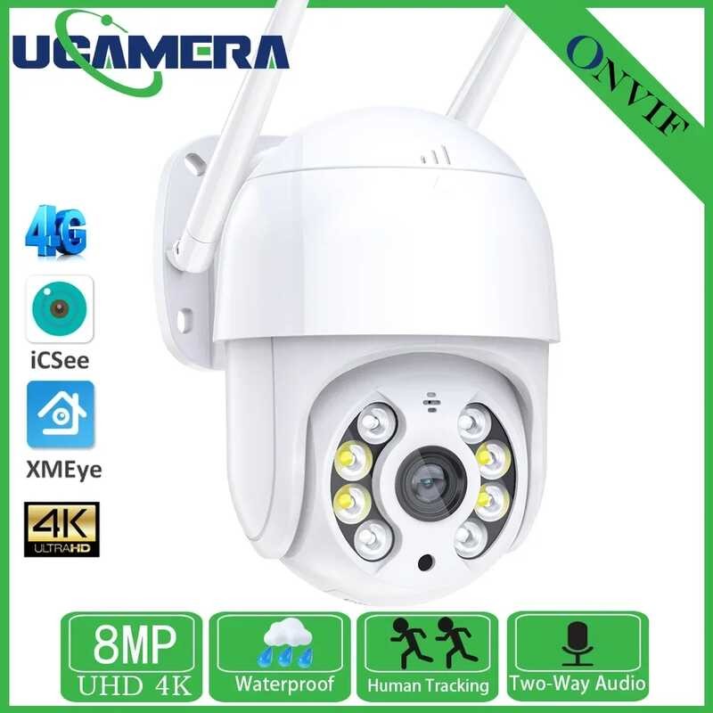 8Mp 4Mp 4G SIM Camera AI Human Tracking Wifi PTZ Camera Color Night ...