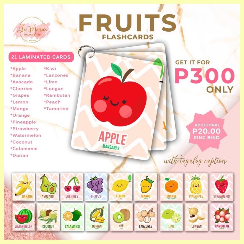 FRUITS COMPLETE MGA PRUTAS Tagalog Filipino Laminated Educational ...
