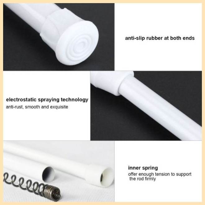 Adjustable Curtain Rod Metal Spring Bathroom Bar Shower Extendable ...