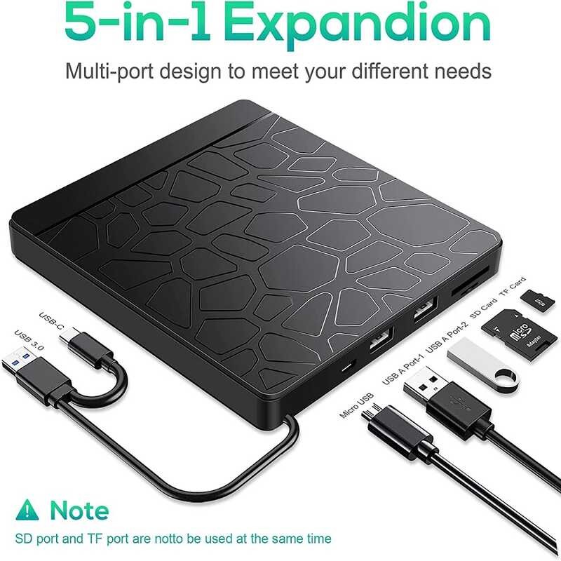 C4 Computer 3 External Optical Drive 2 In 1 Multi Function HUB DVD ...