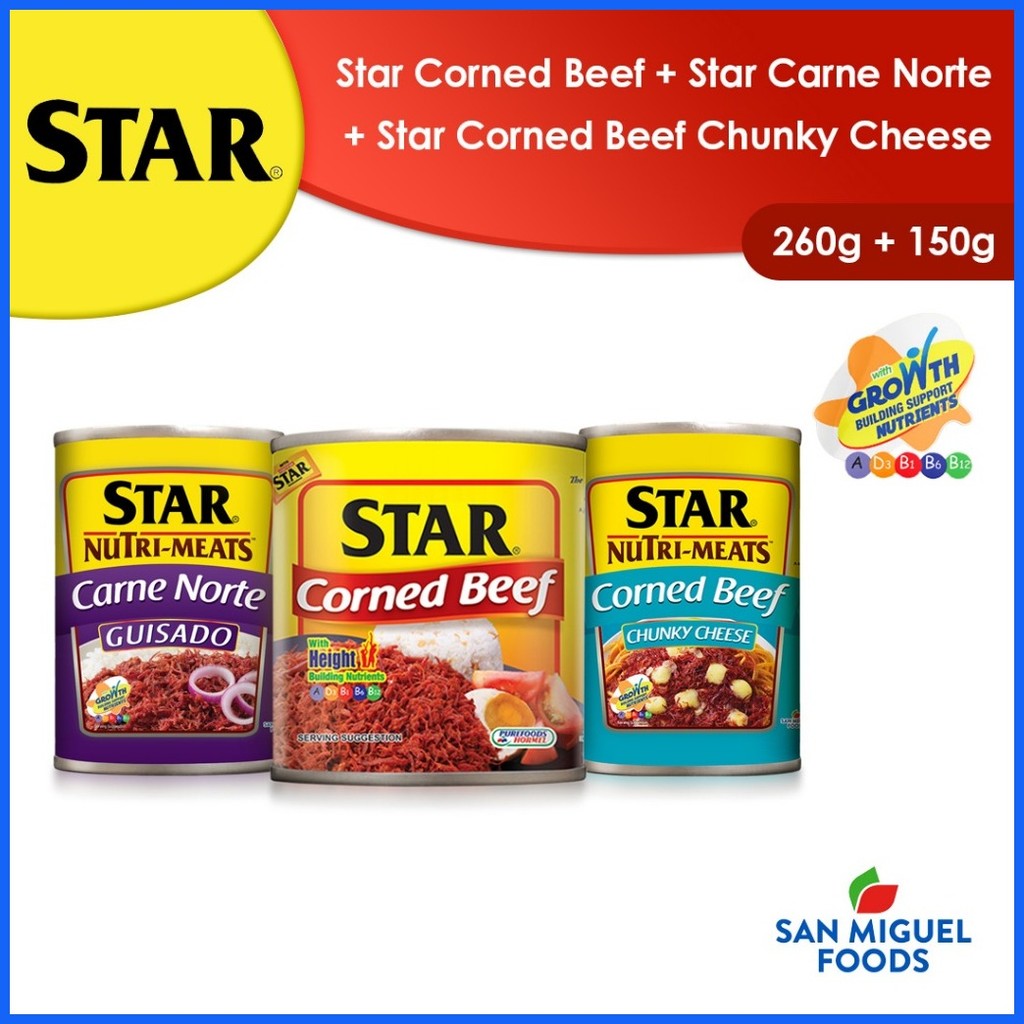Star Corned Beef (260g) + Star Chunky Cheese Corned Beef (150g) + Star ...