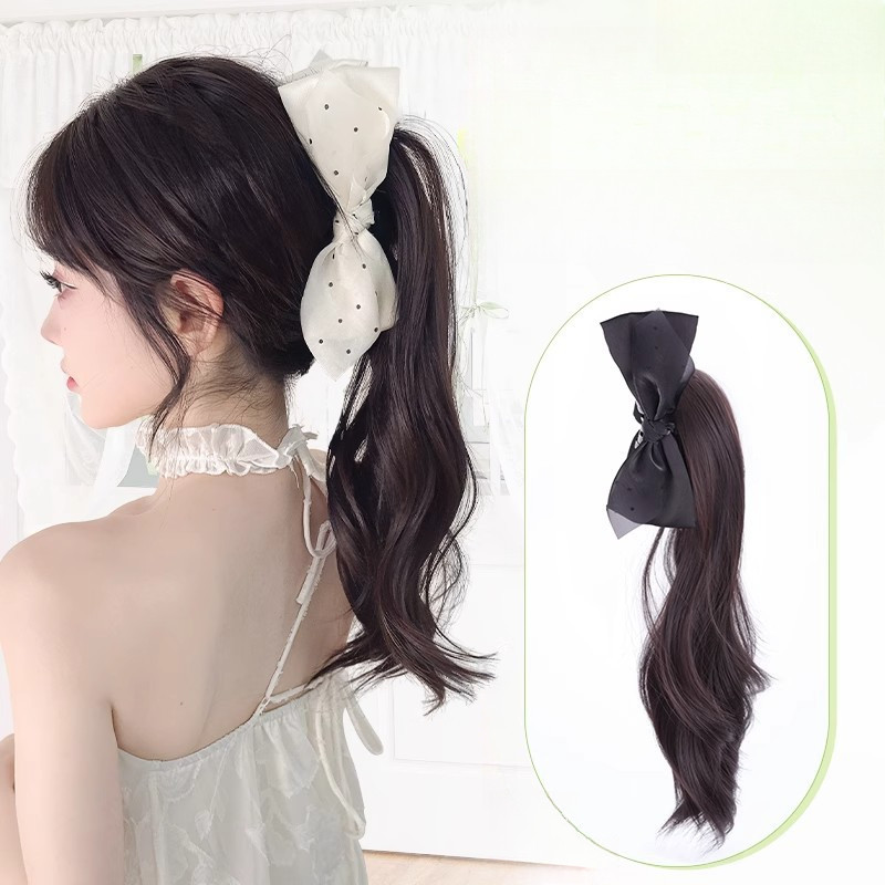 wig for woman Hair extension bow hair clip ponytail Natural simulation ...