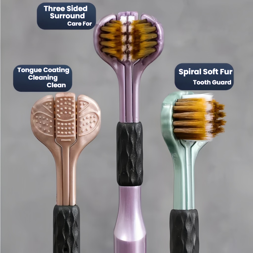 Adult Three Sided Toothbrush 360° Wraparound Cleaning Tooth Household ...