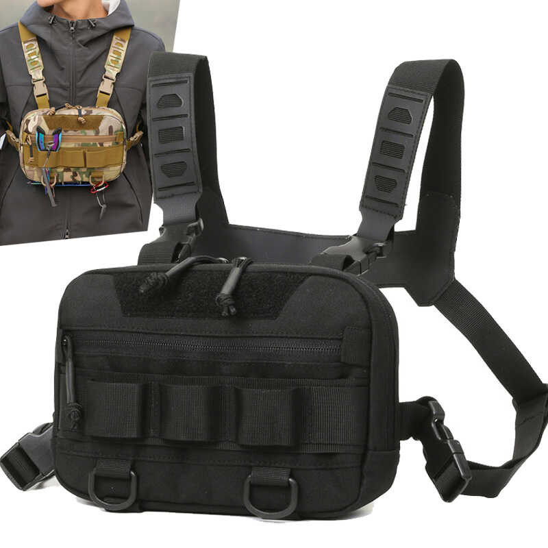 Tactical Chest Backpack EDC Front Rig Pouch Vest Outdoor Camping Cycg ...