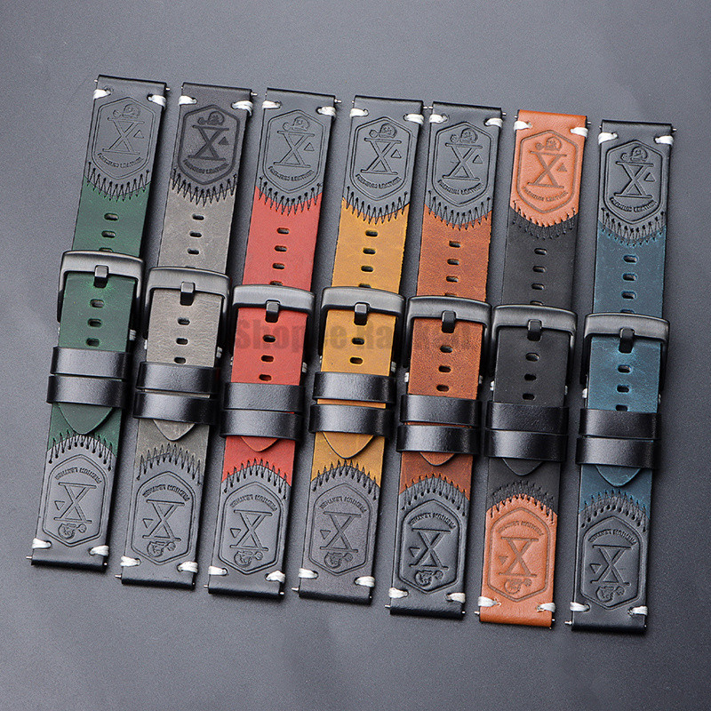 New Style 22mm Genuine Leather Watch Strap Universal Quick Release ...