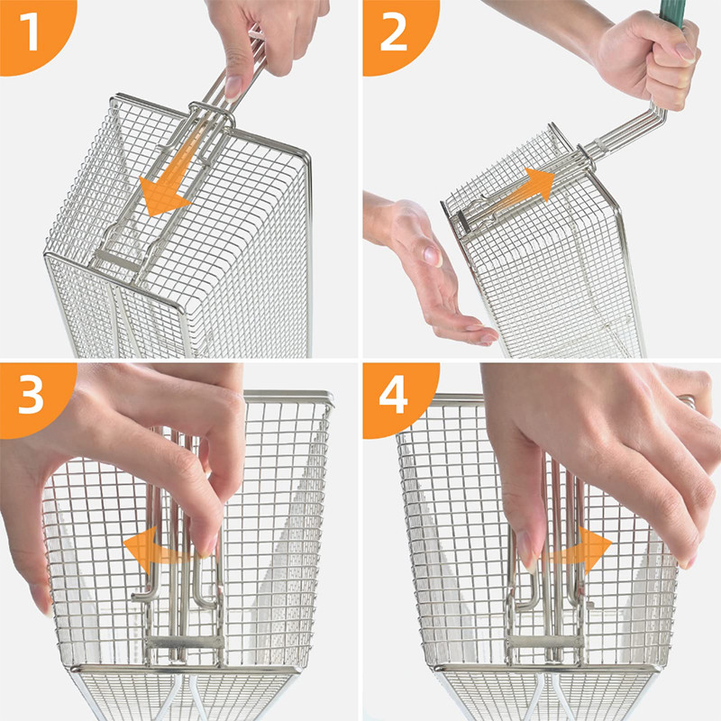 Full Vat Stainless Steel Fry Basket Commercial 1-Piece Segmented Deep ...