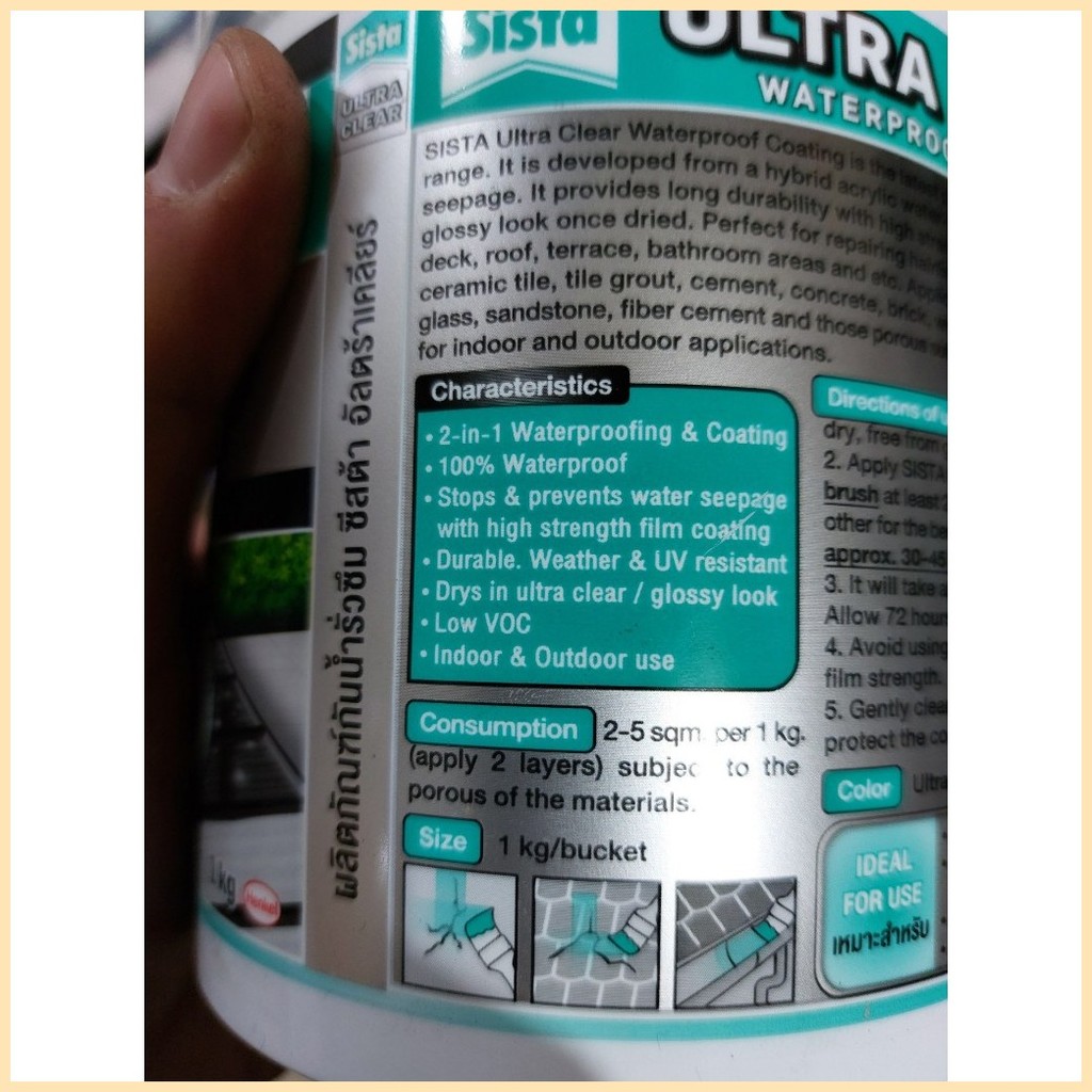 Sista 1LTR ULTRA CLEAR Waterproof Coating For Walls , Terrace ...