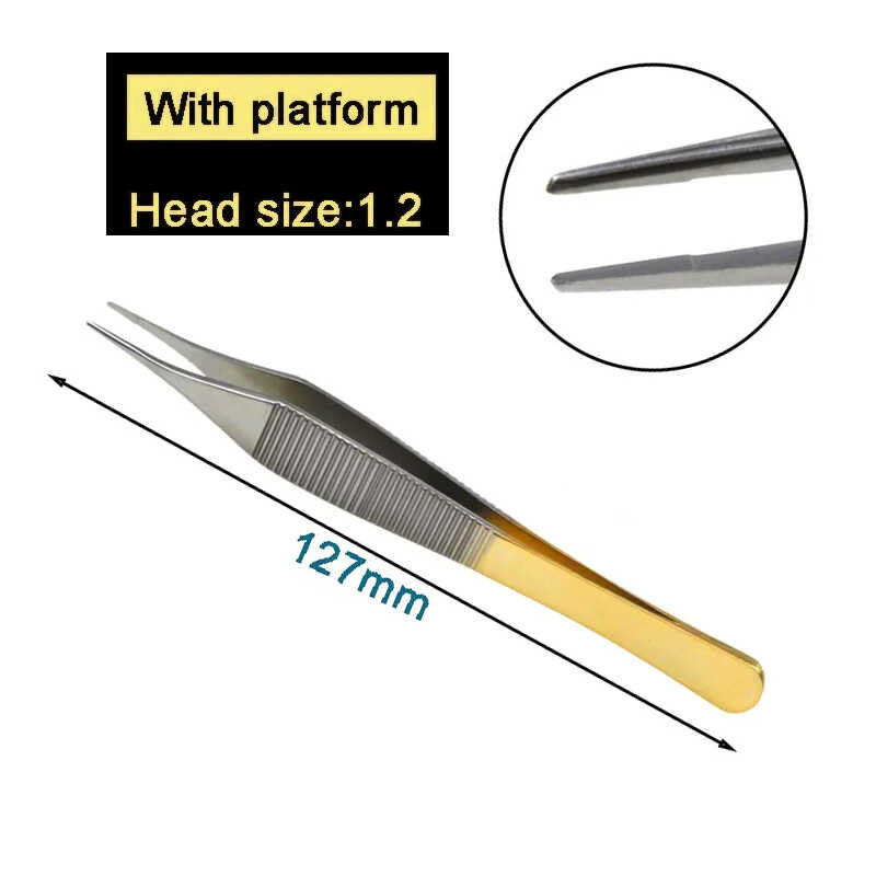 LY Stainless Steel Tissue Forceps Golden Handle Forceps With Platform ...