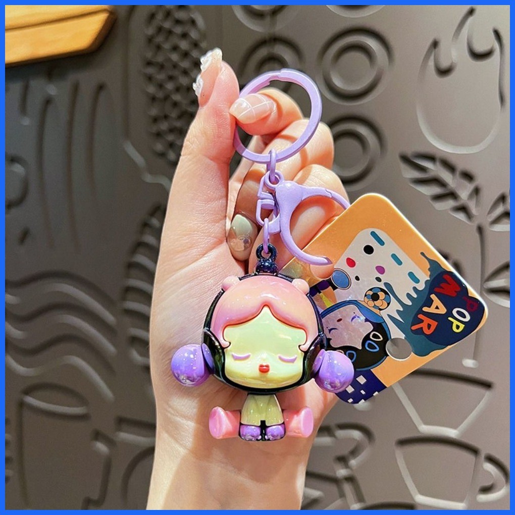 ⭕ Cartoon POPMART Keychain PVC Creative bag charm Sweet crybaby key ...
