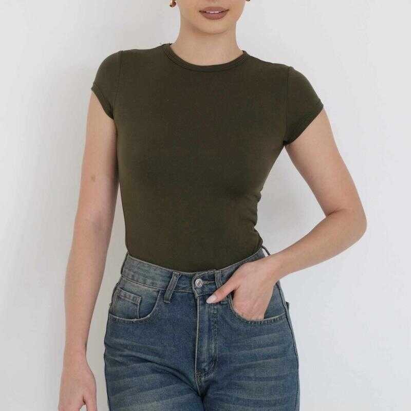 Mera Naomi T-Shirt Basic Plain Cotton Roundneck Slim-Fitting Womenswear ...