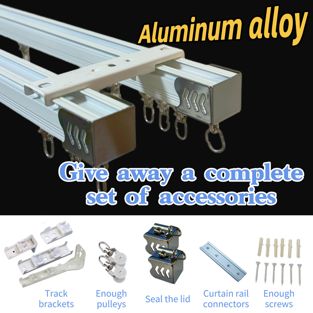 Curtain Track Mute Mentled Curtain Rod With Pulley Track Rail Top/Side ...