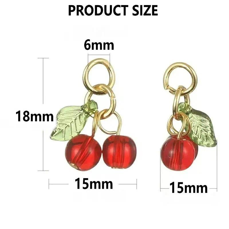 10pcs Red Cherry Charms Cute Glass Red Fruit Pendants with Loop DIY ...