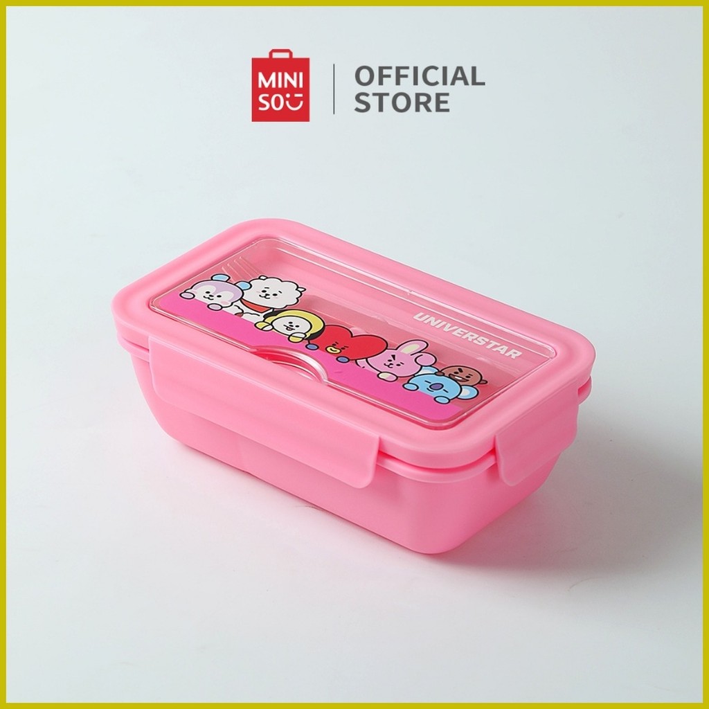 ♠ Miniso x BT21 Collection Lunch Box Set Anti-Spill Fork Free Lunch Box ...