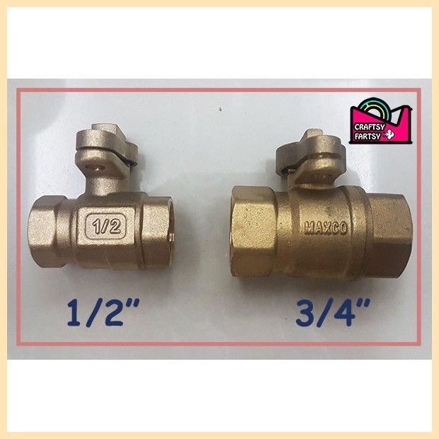 Brass Ball Valve w/ Lock Wing 1/2" and 3/4" for Water Meter Copper Gate Valve Water Meter Front ...
