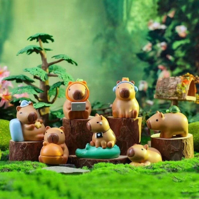 6pcs/set Cute Animal Capibara Capybara Figure Toys Mini 6cm apybara Theme Birthday Cake ...