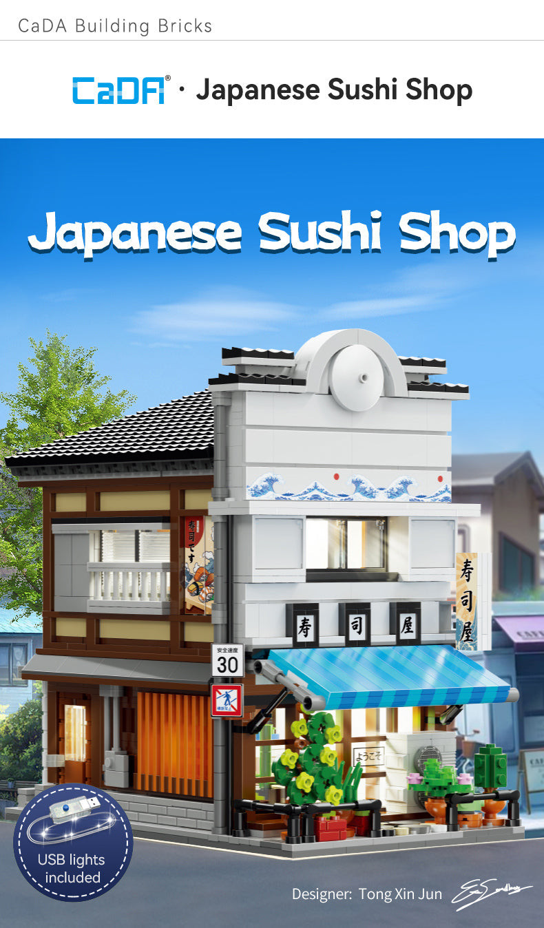 CaDA Bricks Japanese Style Sushi Shop C66018 (1665 pcs) Creator Expert ...