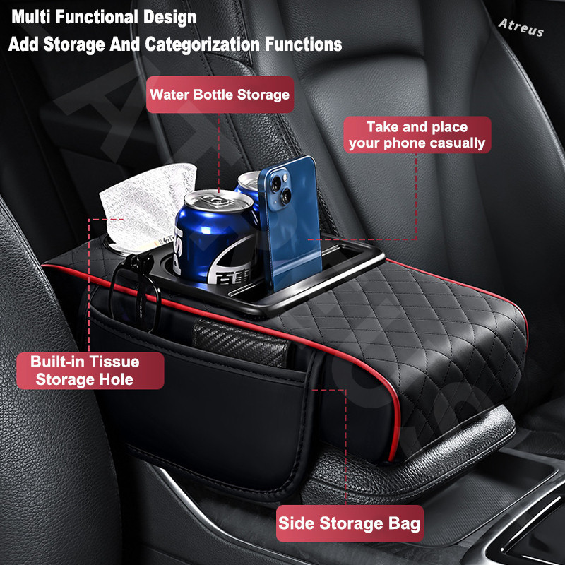 ISUZU Leather Car Armrest Pad Central Armrest Storage Box With Cup ...