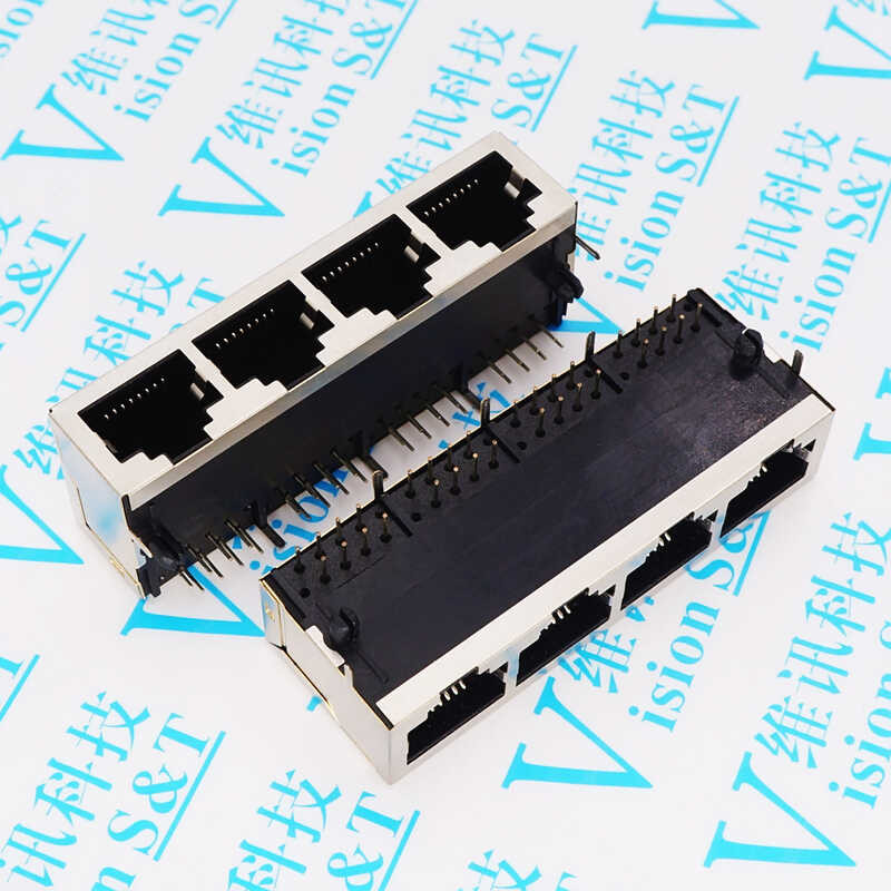 RJ45 59 4-port 21MM 1x4 8p8c integrated network socket with shielding ...