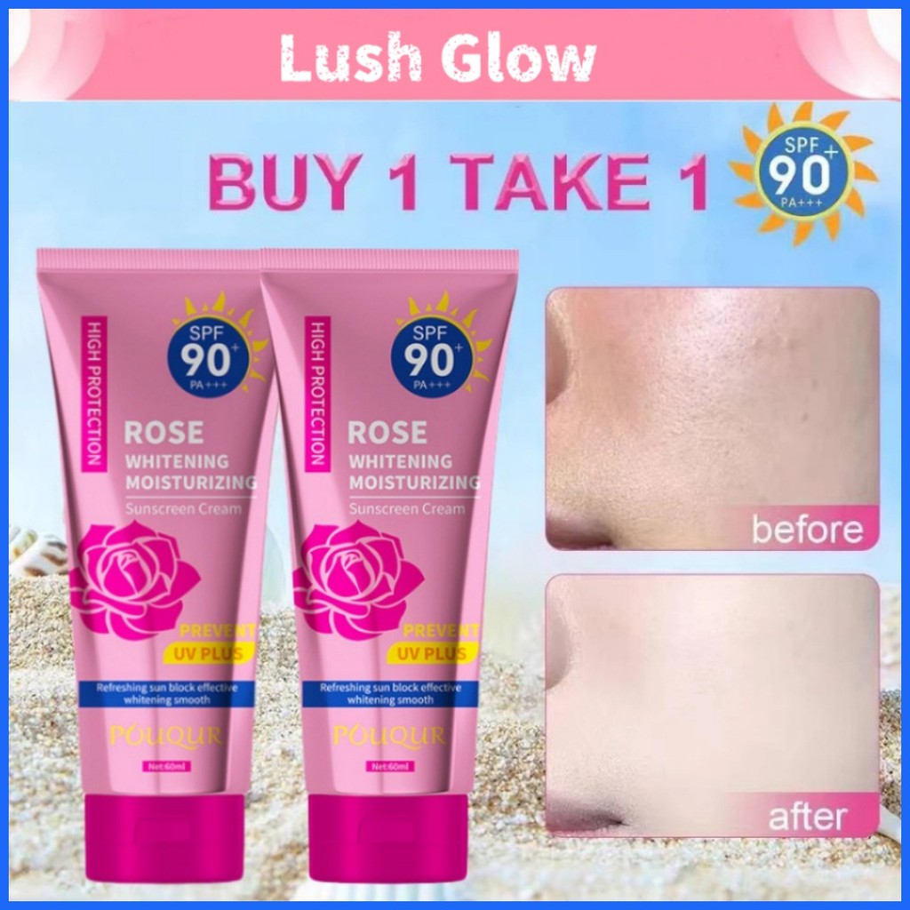 Buy 1 Take 3】Rose Sunscreen Cream High SPF90+ PA+++ Protection UV PLUS Skincare Whitening ...