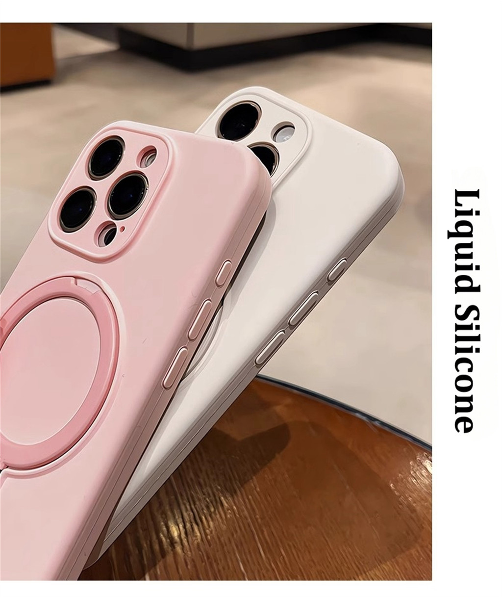 Flip Bracket Magnetic Liquid Silicone Phone Case for IPhone 16 Pro Max ...