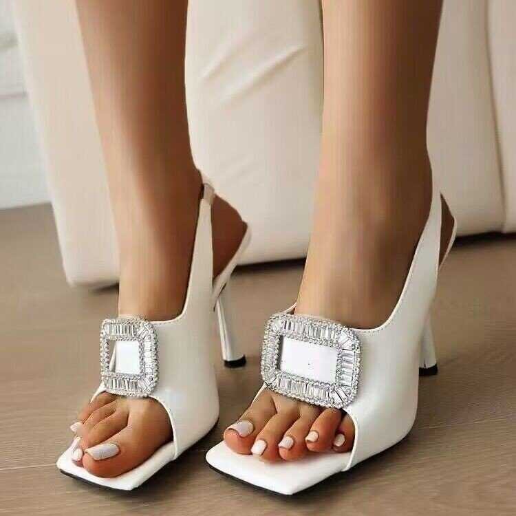 Plus Size High Heeled Sandals With Rhinestones Trendy Buttons For ...