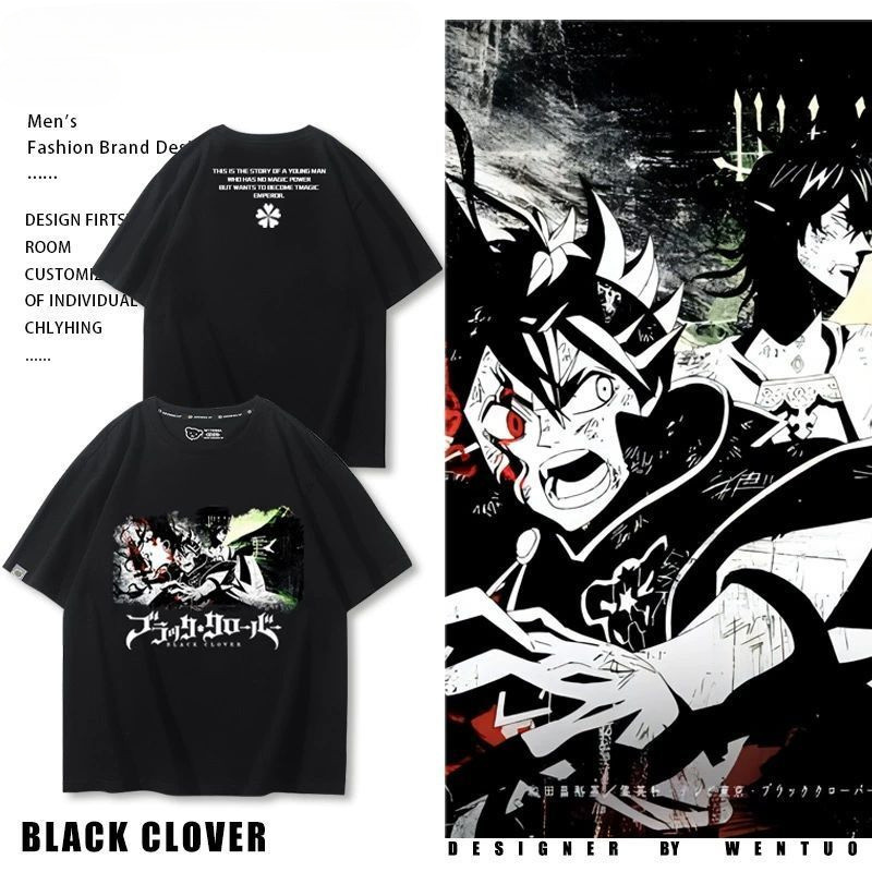Black Clover Anime Animation Short Sleeve T-Shirt Men's Dark High ...