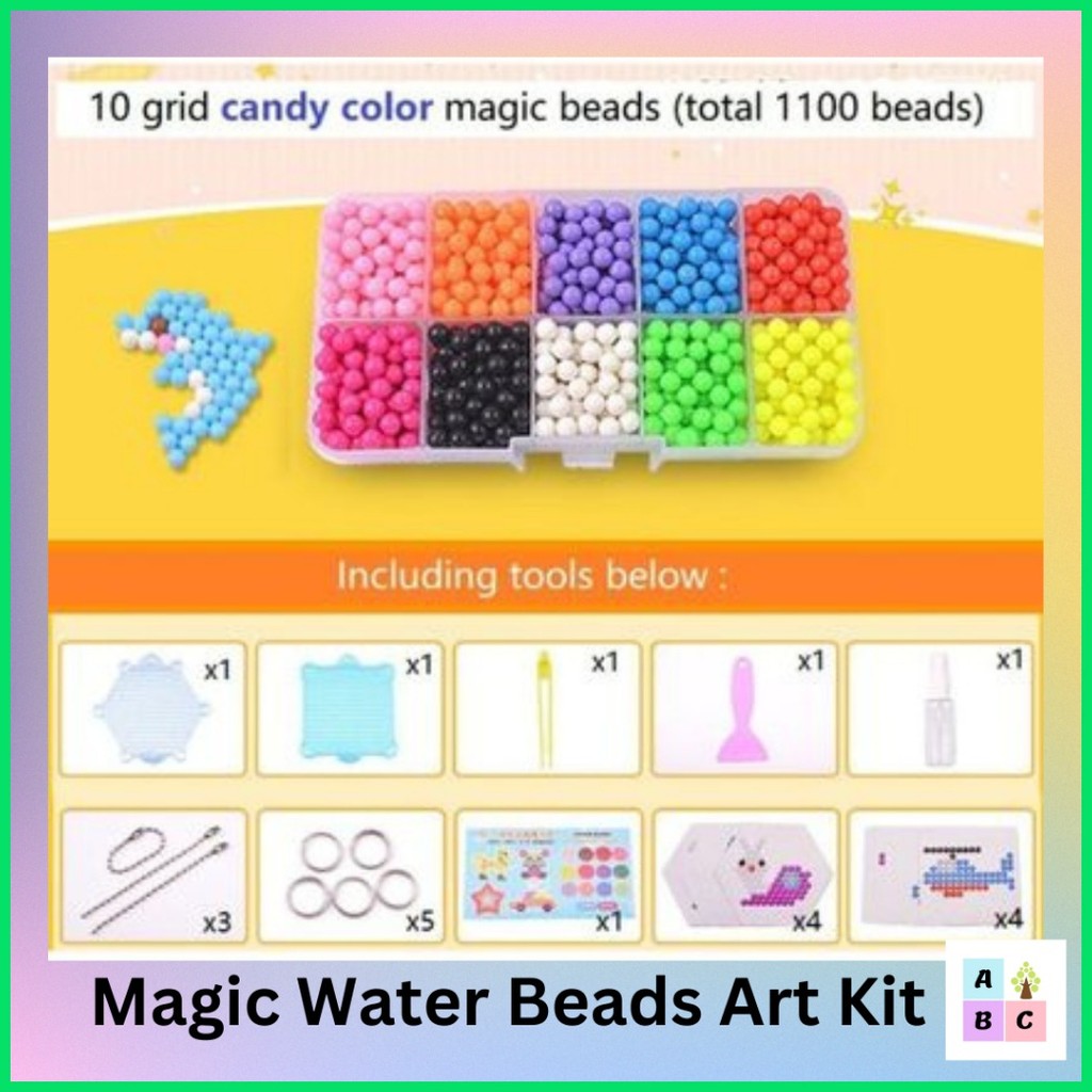 DIY Water Magic Sticky Beads With Accessories Set 1100 pcs (10 Colors ...
