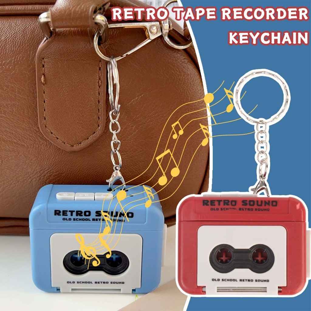 Retro Tape Recorder Keychain Small Box Recorder Music Player Friends ...
