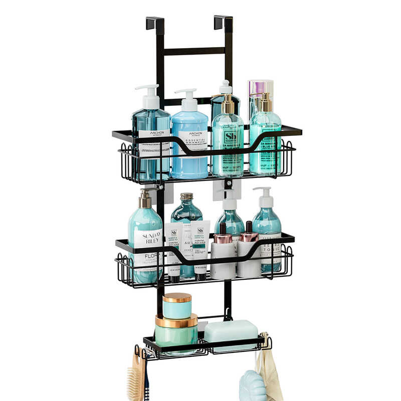 Bathroom Storage Rack, Shower Room Hanging Rack, Non Perforated Storage ...