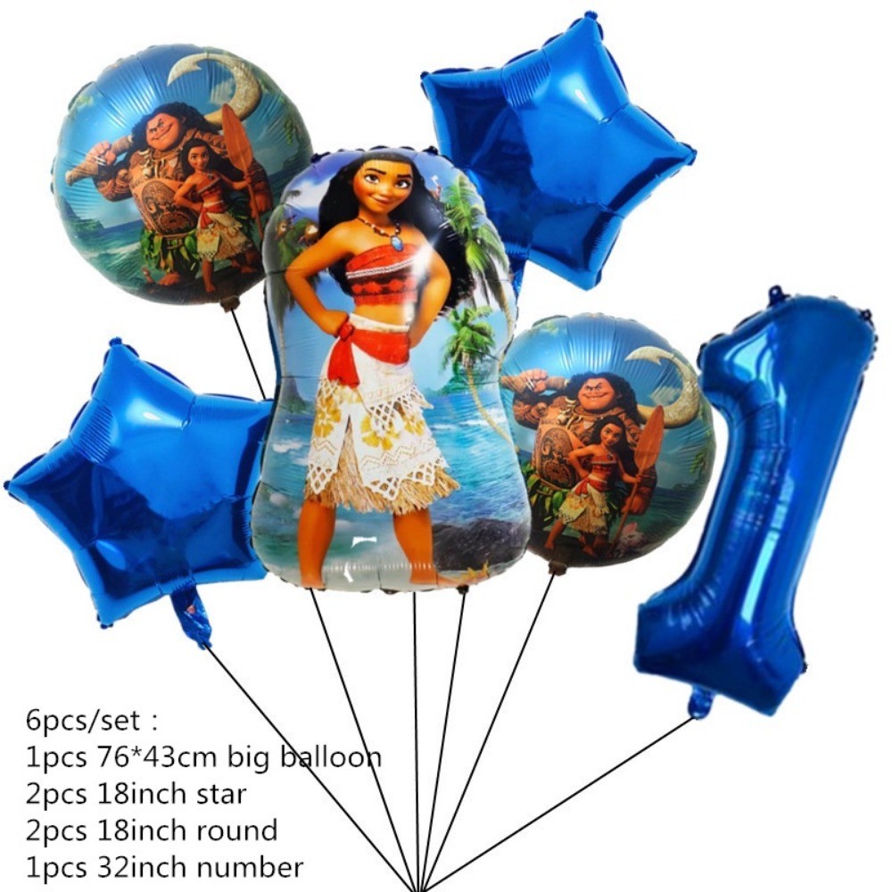 Moana Balloons Girl Birthday Party Decor 32 Inch Number Set Ocean ...
