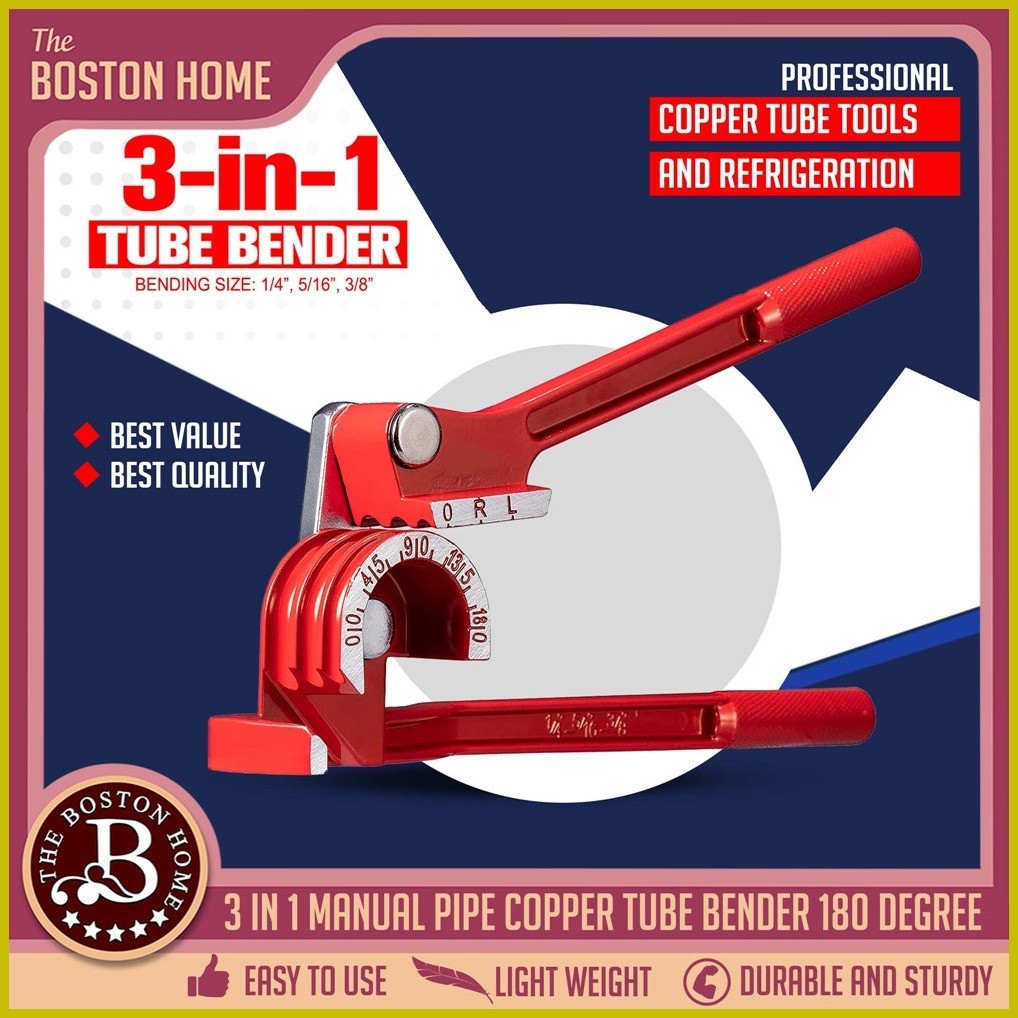 3 in 1 Copper Tube Bender For 1/4, 5/16, 3/8, Manual Tubing Bending Machine ( 0-180 Degrees ...