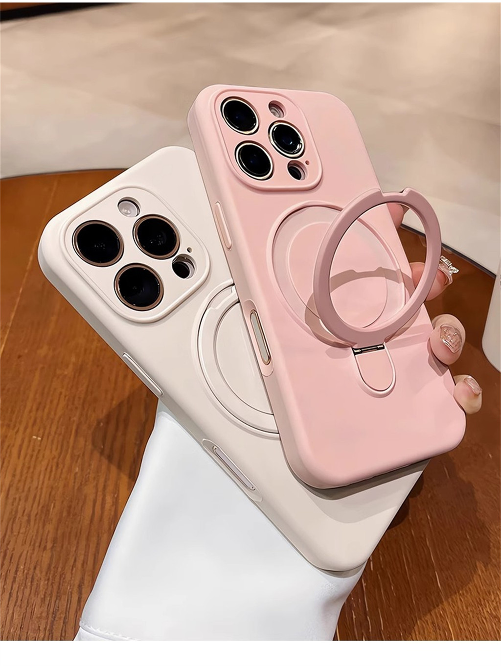 Flip Bracket Magnetic Liquid Silicone Phone Case for IPhone 16 Pro Max ...