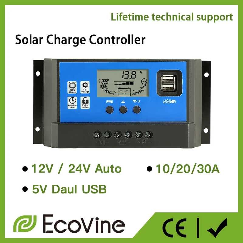 Panel Solar Charge Controller 12V 24V PWM MPPT 10A 20A 30A Automotive ...