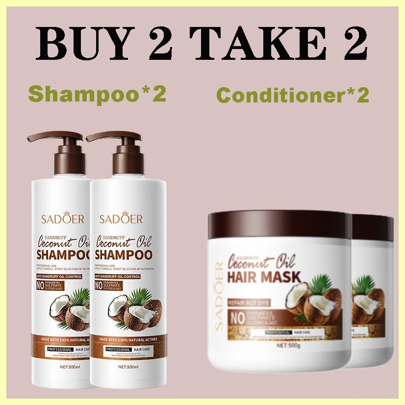 Buy 1 take 1] Coconut Oil Shampoo Anti-Dandruff Refreshing Control Oil Fluffy Repair Frizz S ...