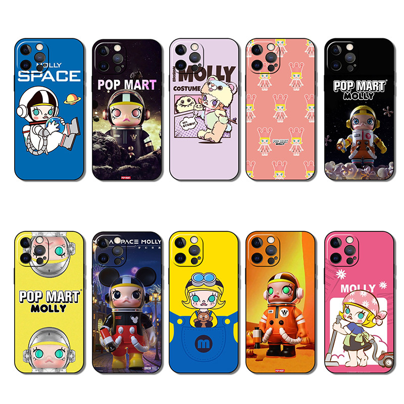 Fashionable soft black phone case for iPhone 16 Pro Max pop mart molly ...